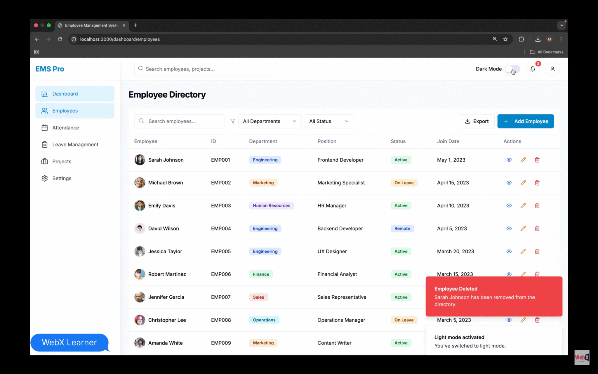 Best Employee Management System Project in React JS ~With Source Code ...
